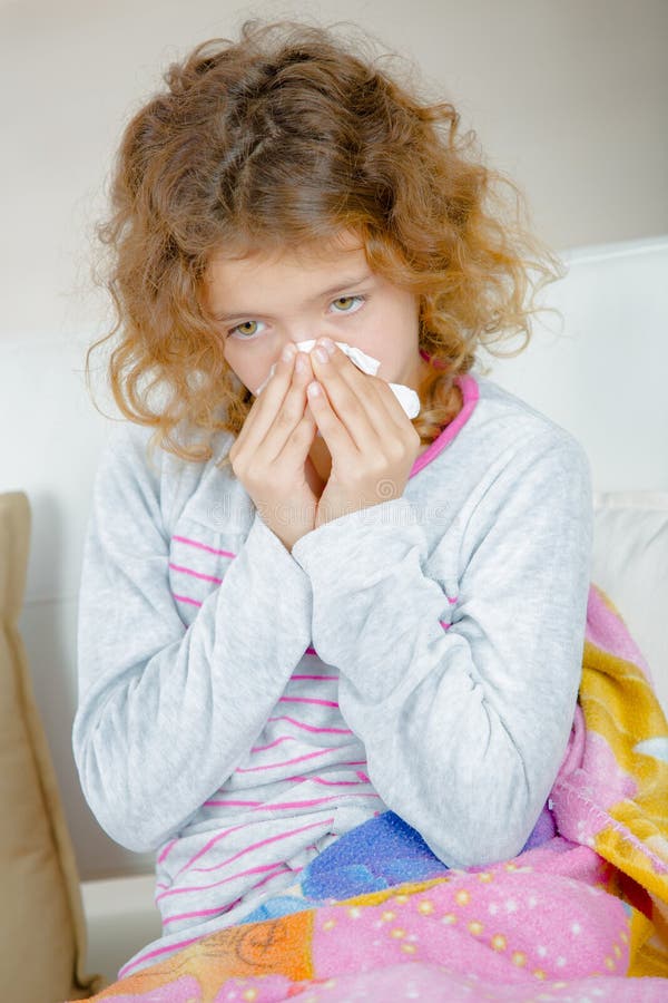 Young girl with cold stock photo. Image of fever, baby - 121669972