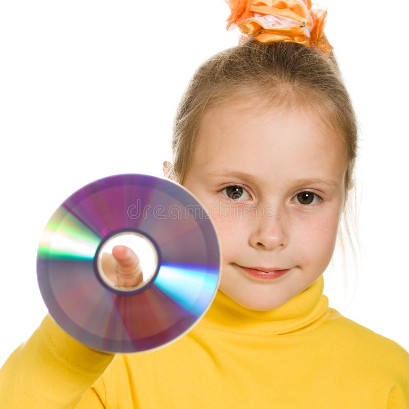Young Girl with a Compact Disc Stock Photo - Image of contact, copy ...