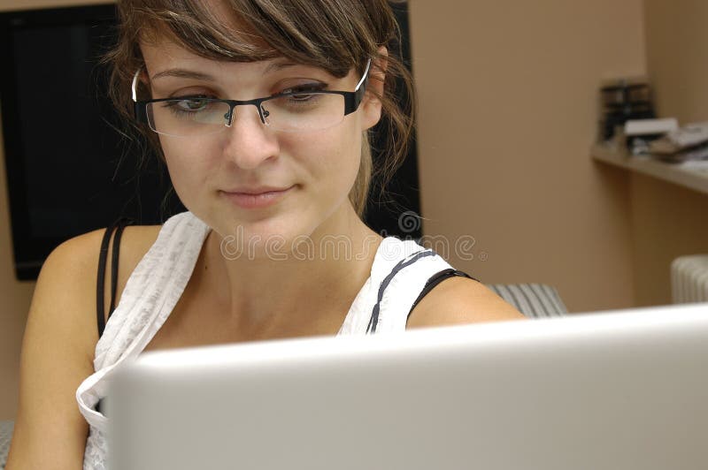 Young Sad Girl with Computer Stock Photo - Image of mood, unhappy: 11016560