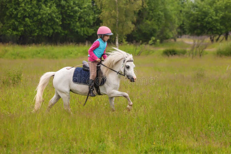 Young Girl Confident Galloping Horse Stock Photo - Image of countryside ...