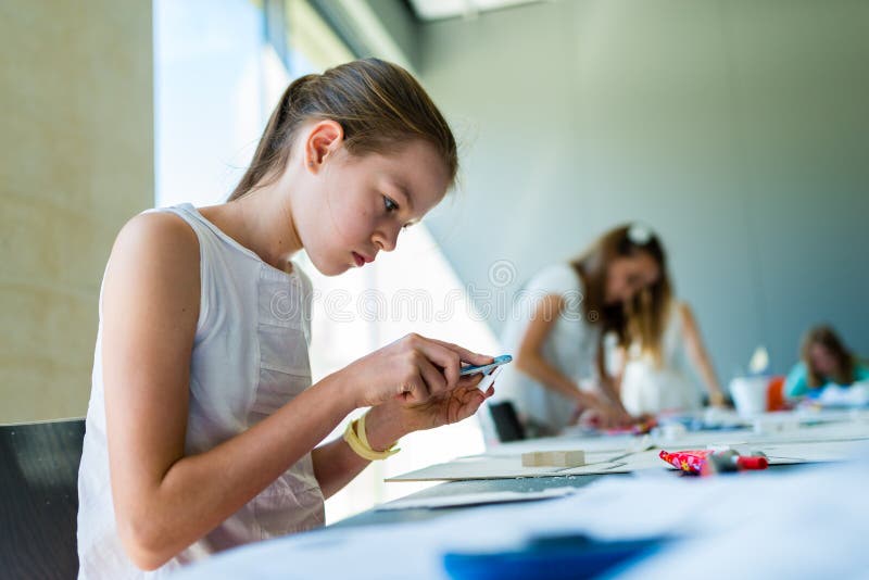 Young Girl on the Course of Architectural Design for Children - Stock ...