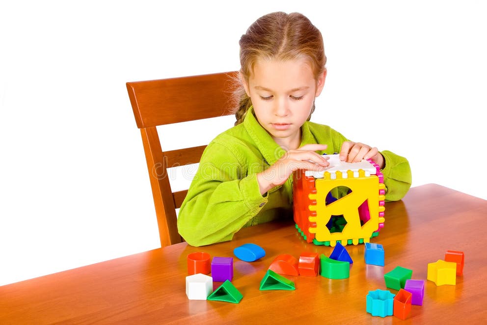 Young girl with cube stock image. Image of child, caucasian - 6134779