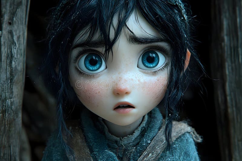 Concerned Girl Animated Portrait Stock Illustration - Illustration of ...