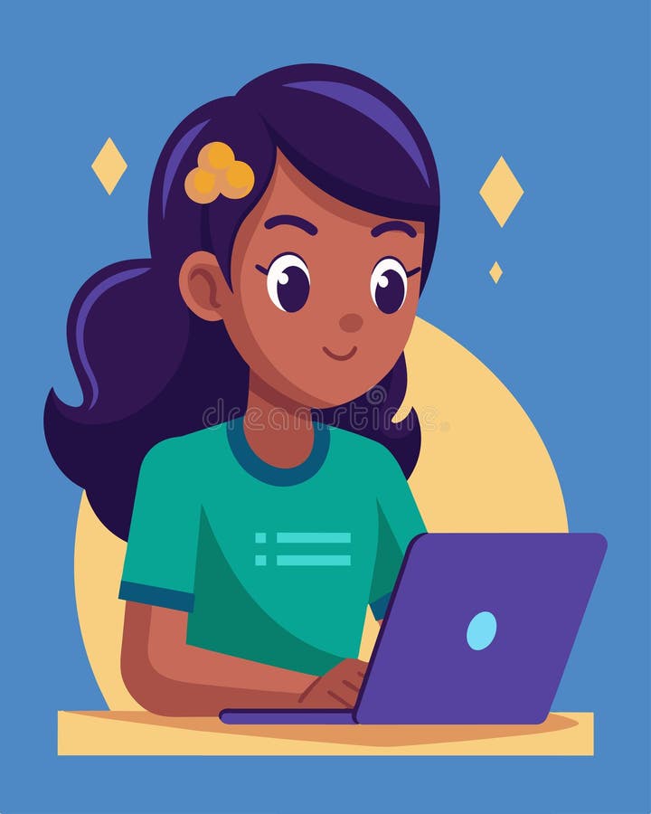 A Young Girl with a Determined Look on Her Face Skillfully Writing ...