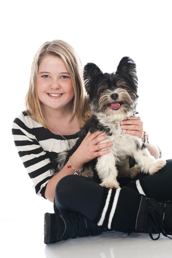 Young girl with dog stock image. Image of breed, cute - 28567241