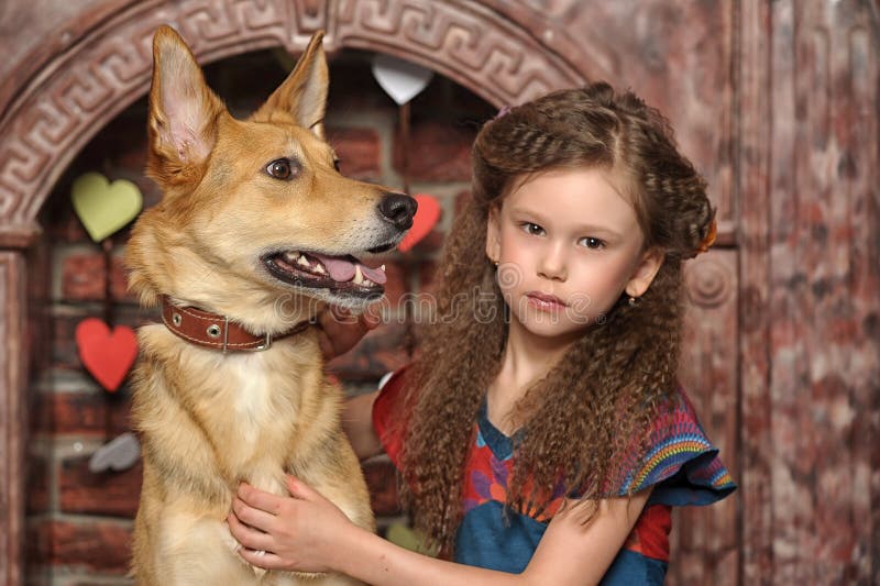 Young girl with dog stock photo. Image of friend, animal - 29430508