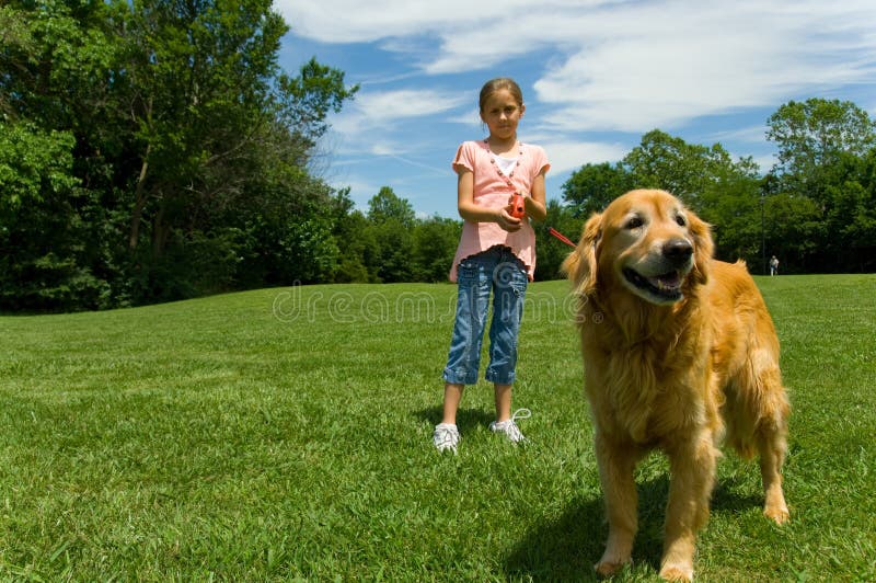 Young Girl with Dog stock image. Image of love, control - 3018127