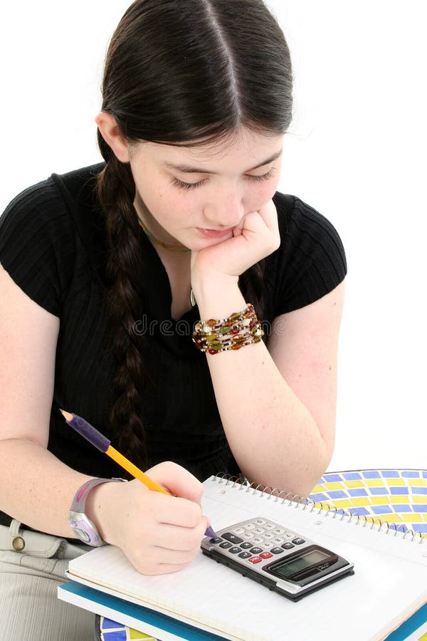 Young Girl Doing Her Homework Stock Image - Image of pretty, black: 253811