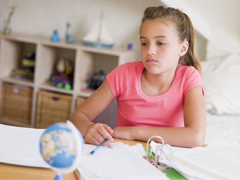 Young Girl Doing Her Homework Stock Photo - Image of color, teen: 6440132