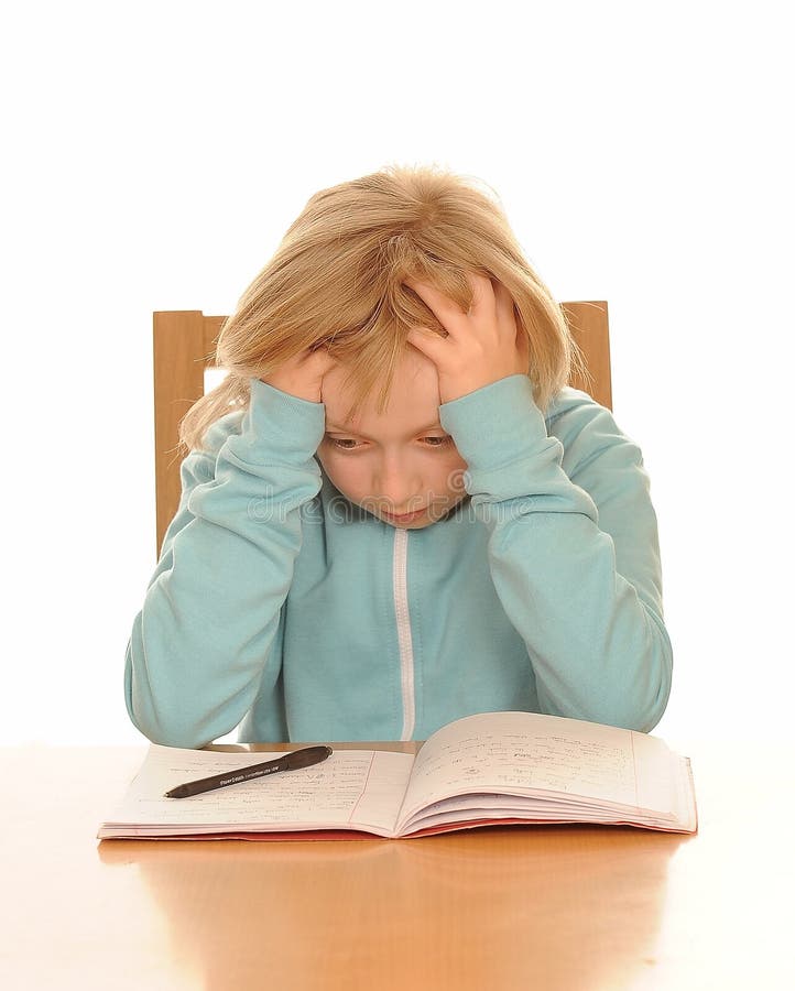 Stressed Girl Doing Homework Stock Image - Image of school, young: 30056391
