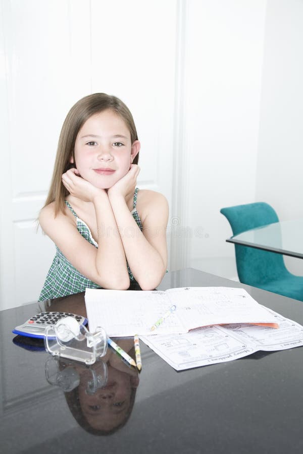 Girls Doing Homework and Packing School Bags Stock Photo - Image of ...