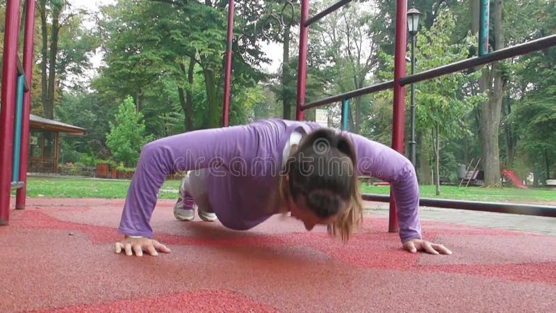 Young girl doing push ups stock video. Video of core - 44313029