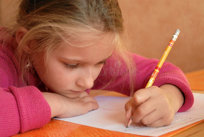 Young Girl Doing School Work Stock Photo - Image of schoolchild ...