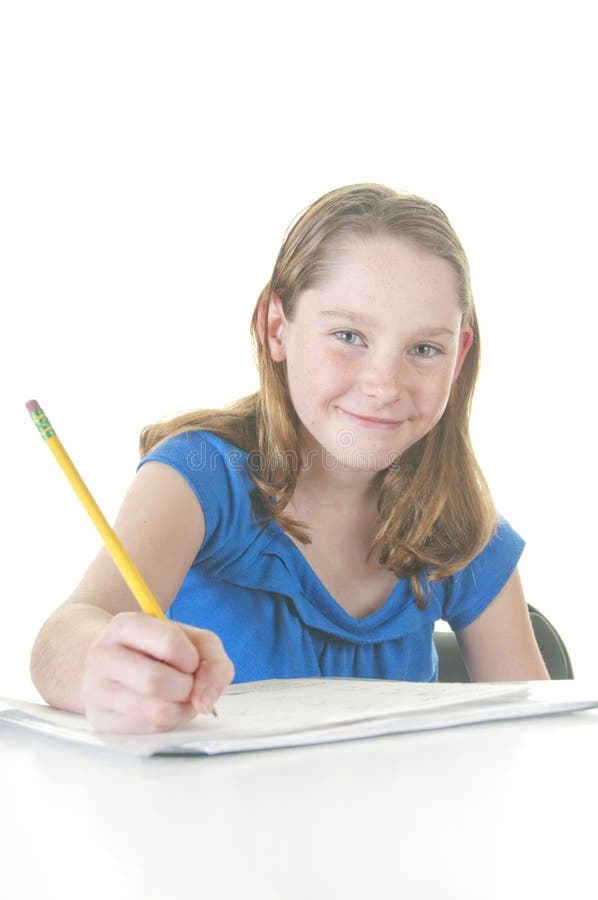 Young girl doing work stock image. Image of childhood - 17794423