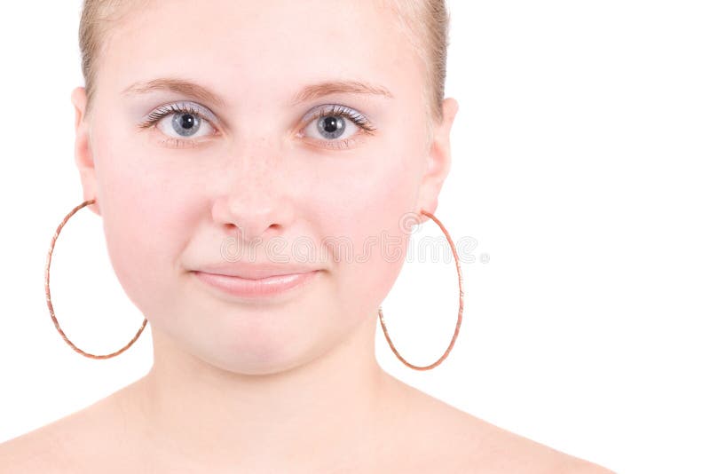 Young girl with earring stock photo. Image of happy, brunette - 14456626