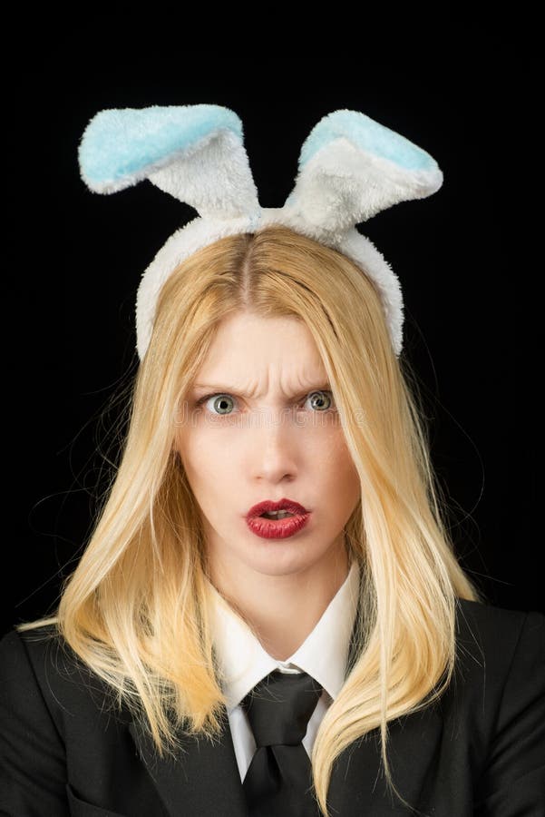 Young Girl Easter Woman In Bunny Ears Beautiful Young Woman With Bunny