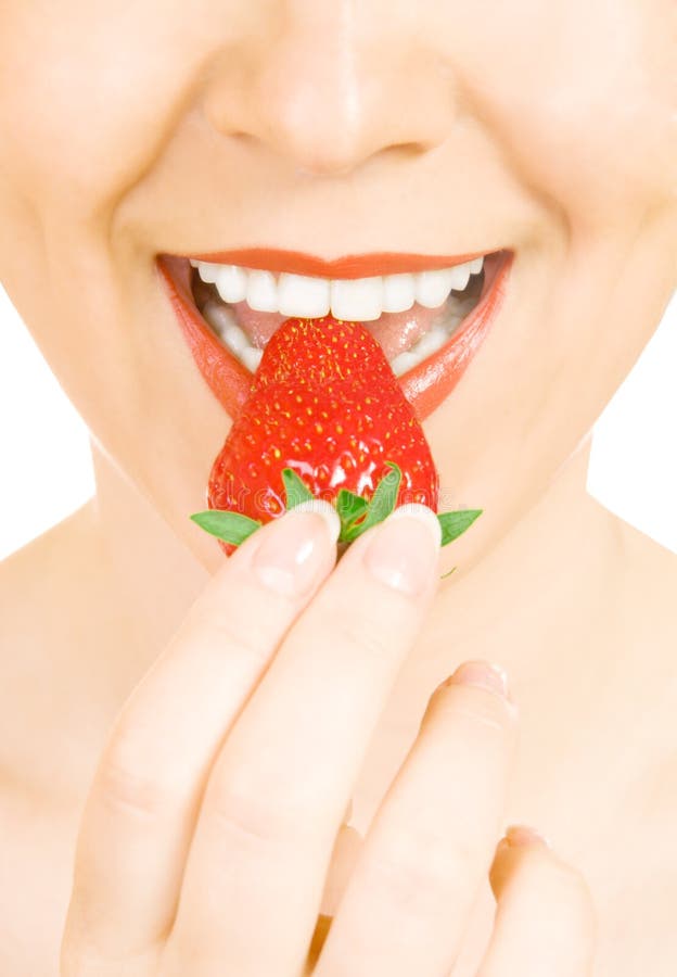 Young girl eat strawberry stock image. Image of lifestyle - 9665659