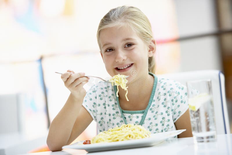 Young Girl Eating Lunch At A Cafe Stock Image - Image of year, looking ...