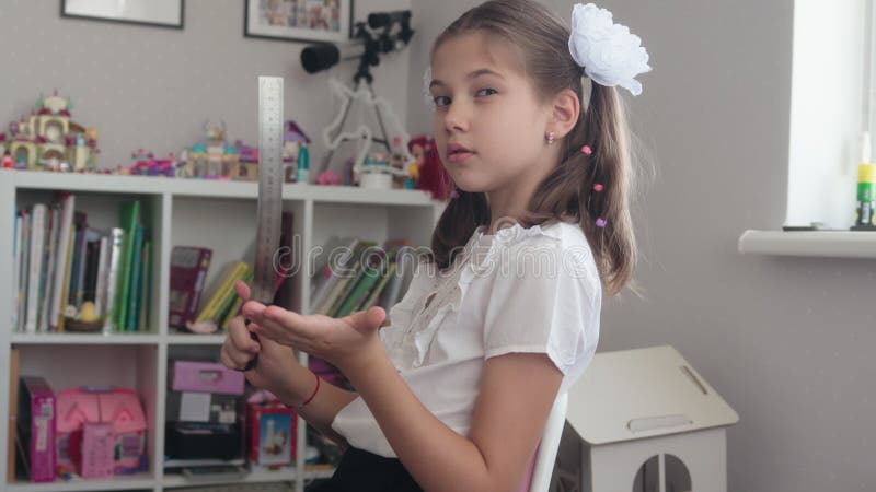 Young Girl Explains Point of View with Hand Gestures Stock Footage ...
