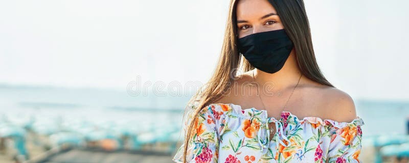 Young girl with face mask stock photo. Image of hand - 230127326