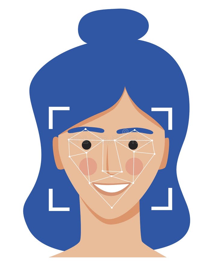 Face Recognition, Geolocation Identification Concept, People Location, Flat Vector Stock ...
