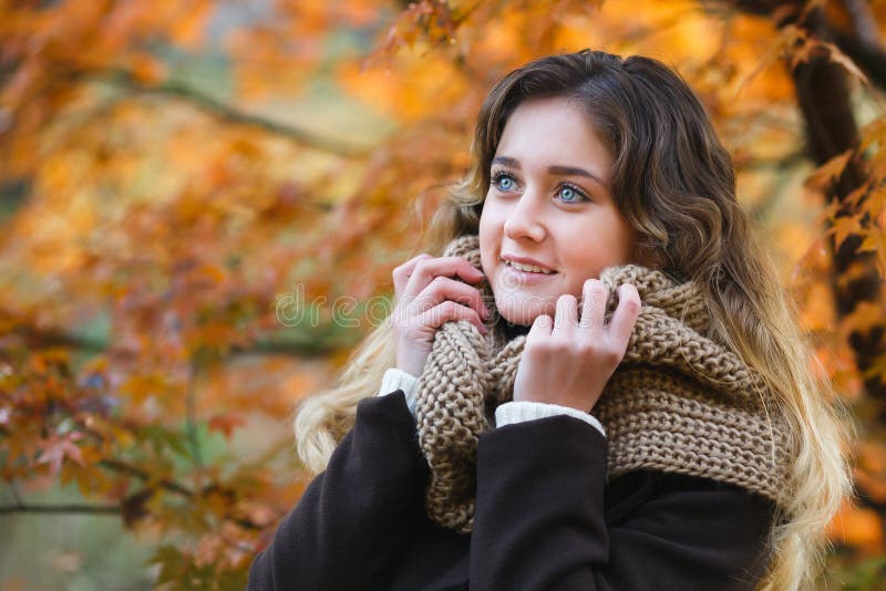 Young girl in fall stock image. Image of closeup, hair - 62035955