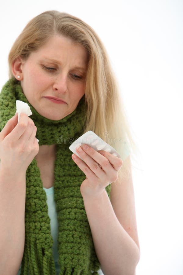 Young Girl Feeling the Misery of a Bad Head Cold Stock Photo - Image of ...