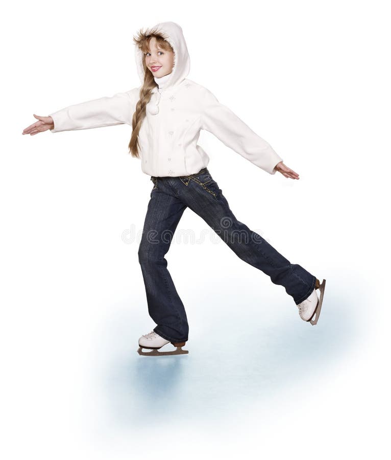 Young Girl Figure Skating.. Stock Image - Image of happy, people: 17442435