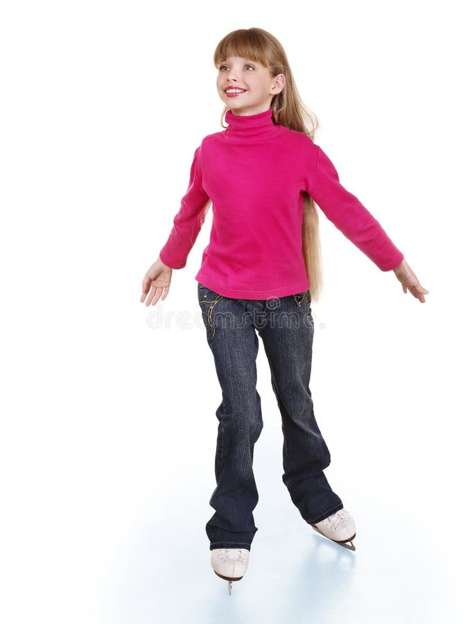 Young Girl Figure Skating.. Stock Image - Image of isolated, beautiful ...