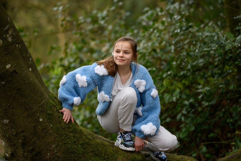 Girl in the forest. stock image. Image of aerial, lovely - 214017869