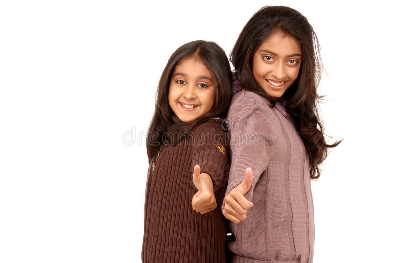 Young Girl Friends Standing Back To Back Stock Image - Image of ...