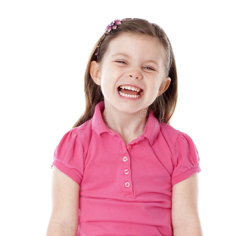 Funny Adorable Little Girl Laughing Looking at Camera, Headshot ...