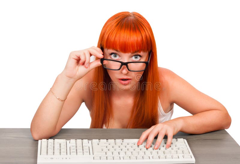 Man with Glasses is Typing on a Keyboard while Sitting in Front of a ... Man with Glasses is Typing on a Keyboard while Sitting in Front of a ...