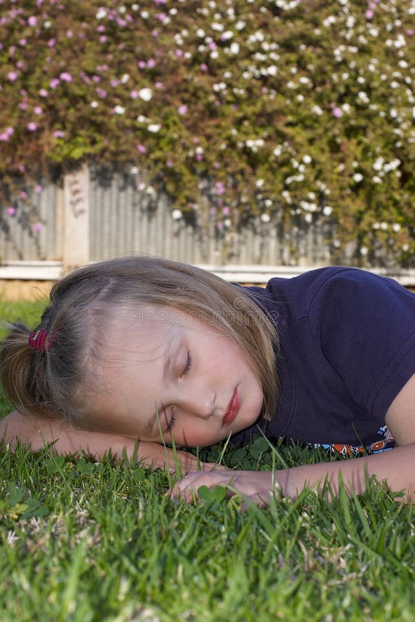 Young Girl on grass stock photo. Image of green, head - 1927330