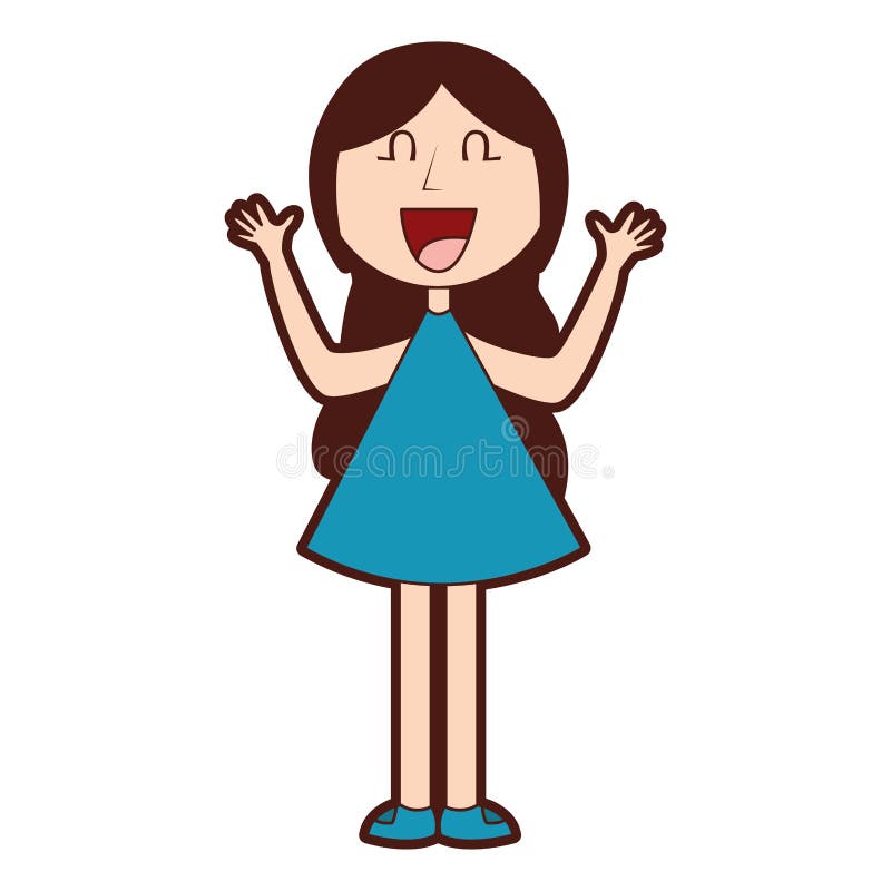 Young Girl with Hands Up Avatar Character Stock Vector - Illustration ...