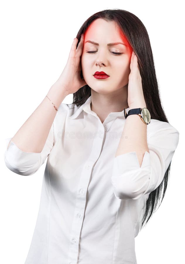 Young girl has a headache stock image. Image of female - 77221981