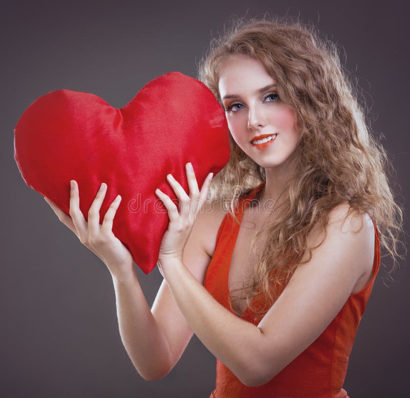 Young girl with a heart stock image. Image of love, human - 64882511