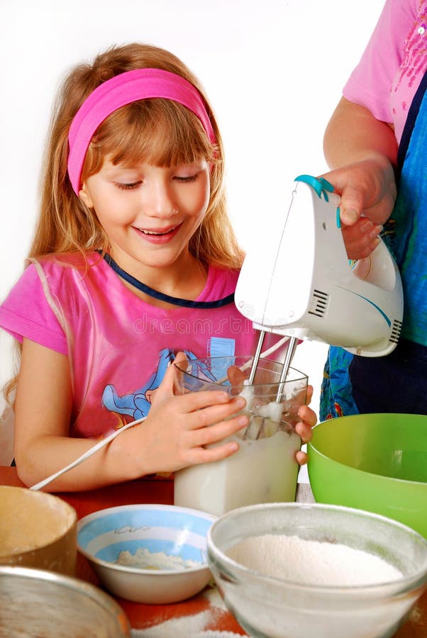Young Girl Helping in Baking Cake Stock Image - Image of daughter ...