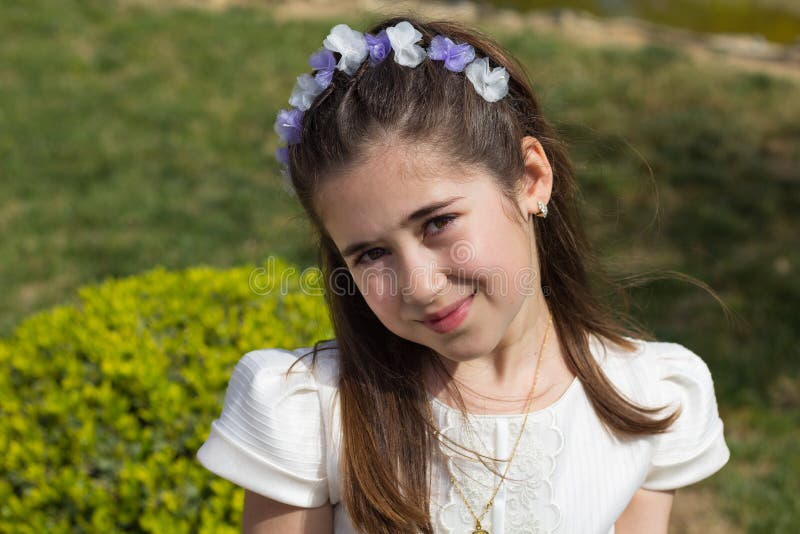 Young Girl in Her First Communion Stock Image - Image of smiling ...