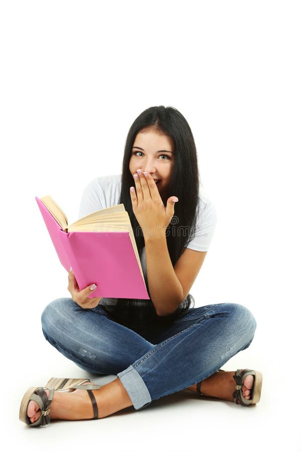 Young girl holding book stock image. Image of happy, girl - 69795291