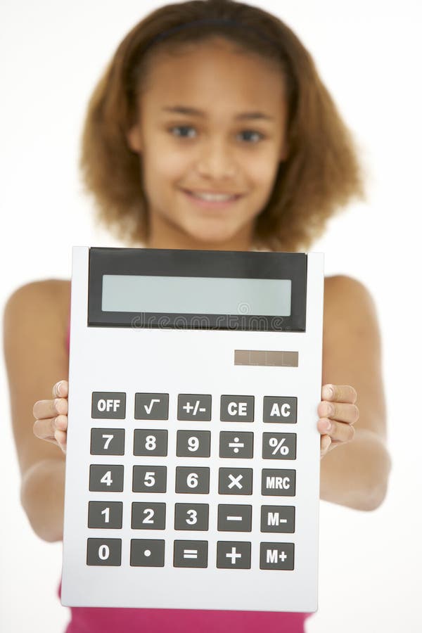 Young Girl Holding Calculator Stock Photo - Image of colour, math: 10000992
