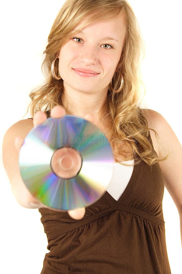 Young girl holding a cd stock photo. Image of blonde, caucasian - 2460102