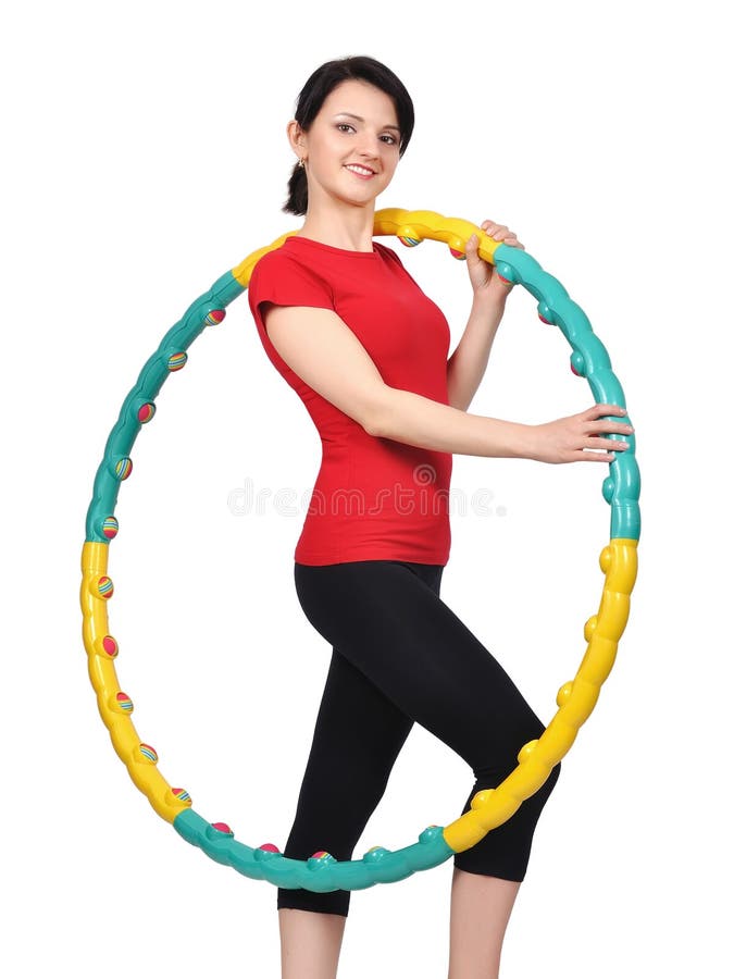 Girl with Hula Hoop and Ball Stock Photo - Image of cute, isolated ...