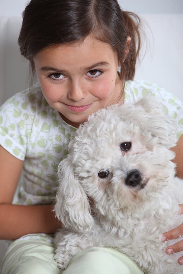 Little Girl and Her Pet Dog Stock Image - Image of expression ...