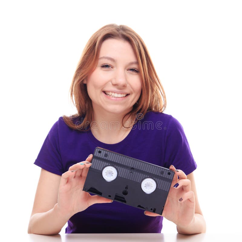 Young Girl Holding Vhs Tape Stock Photos - Free & Royalty-Free Stock ...