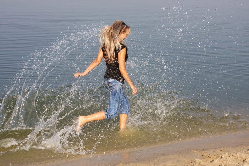 The girl hurries home stock photo. Image of grass, landscape - 119345736