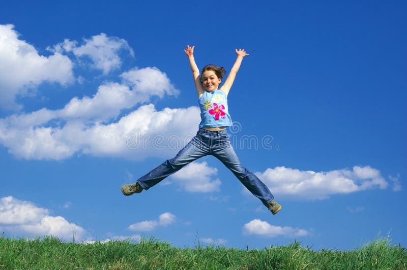 Young girl jumping stock photo. Image of relaxation, happiness - 2270974