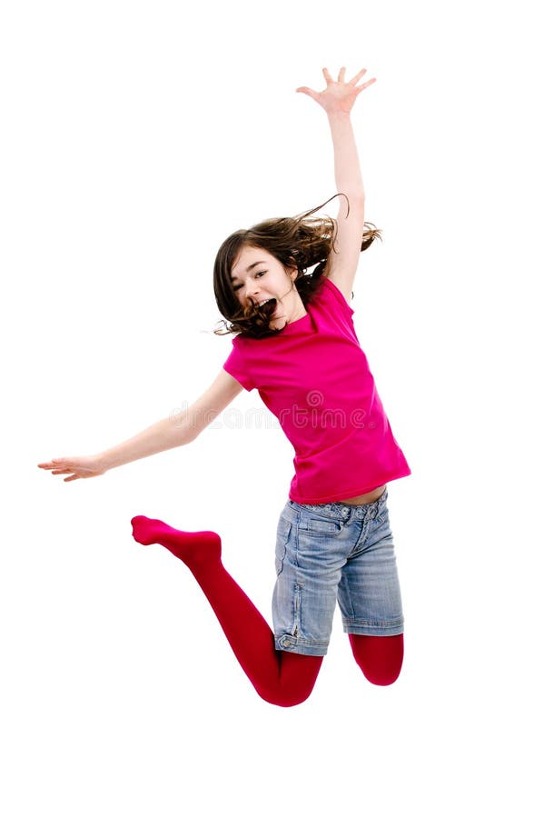 Jump!! stock photo. Image of children, grin, fashion, innocence - 128352