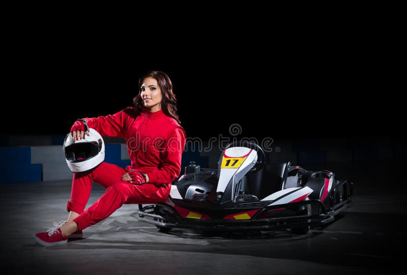 Young girl karting racer stock photo. Image of female - 53529668