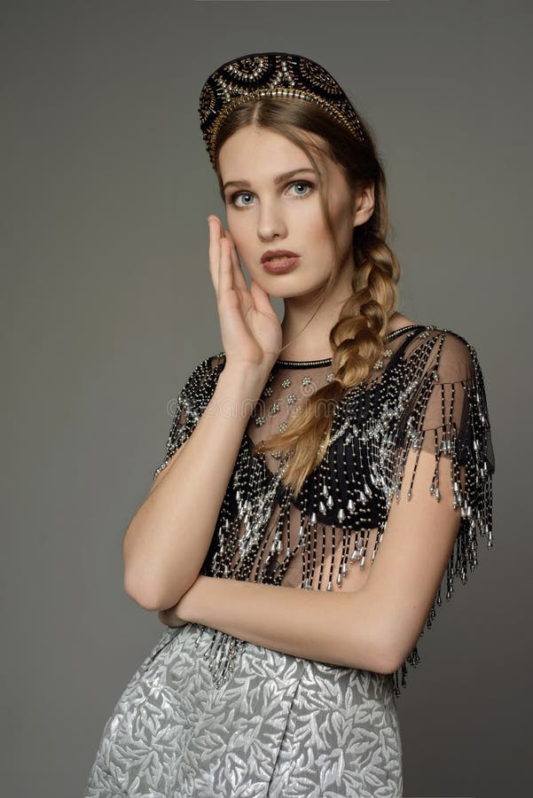 Young girl a la rus stock photo. Image of alone, fashion - 69409928